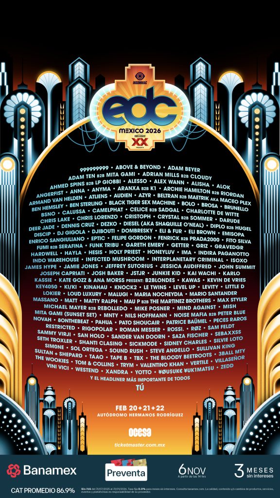 He aquí el cartel de EDC México 2026 en Febrero 20, 21 y 22
