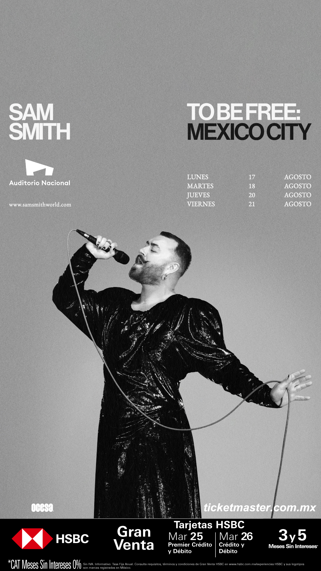 Sam Smith vuelve a Ciudad de México en Agosto de 2026